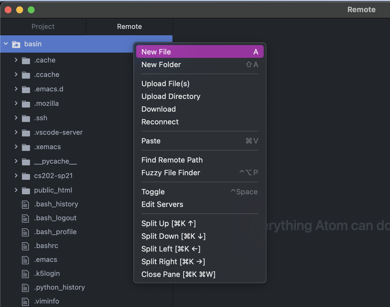 Remote Editing with Atom